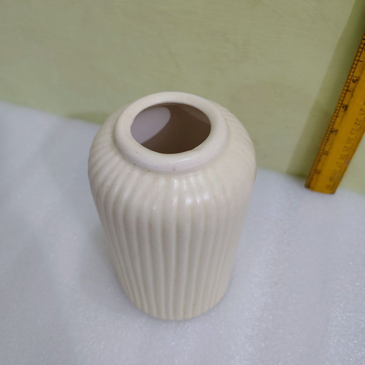 White Ceramic Ribbed Vase | Buy Online India