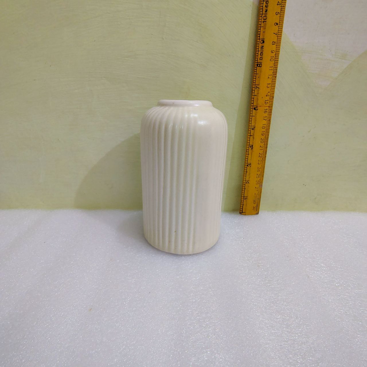 White Ceramic Ribbed Vase | Buy Online India